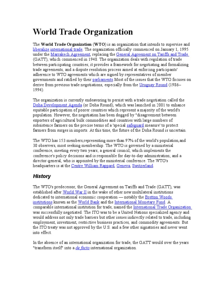 World Trade Organization | PDF | World Trade Organization | Uruguay Round