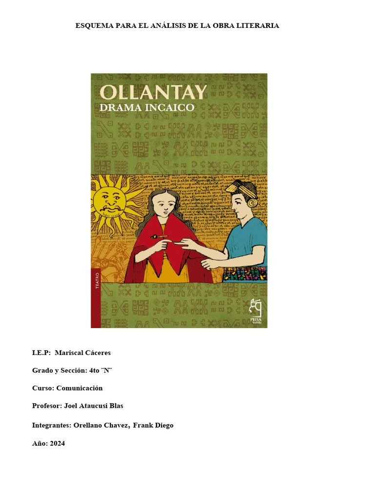 ESQUEMA PARA EL ANÁLISIS DE LA OBRA LITERARIA OLLANTAY | PDF | Imperio ...