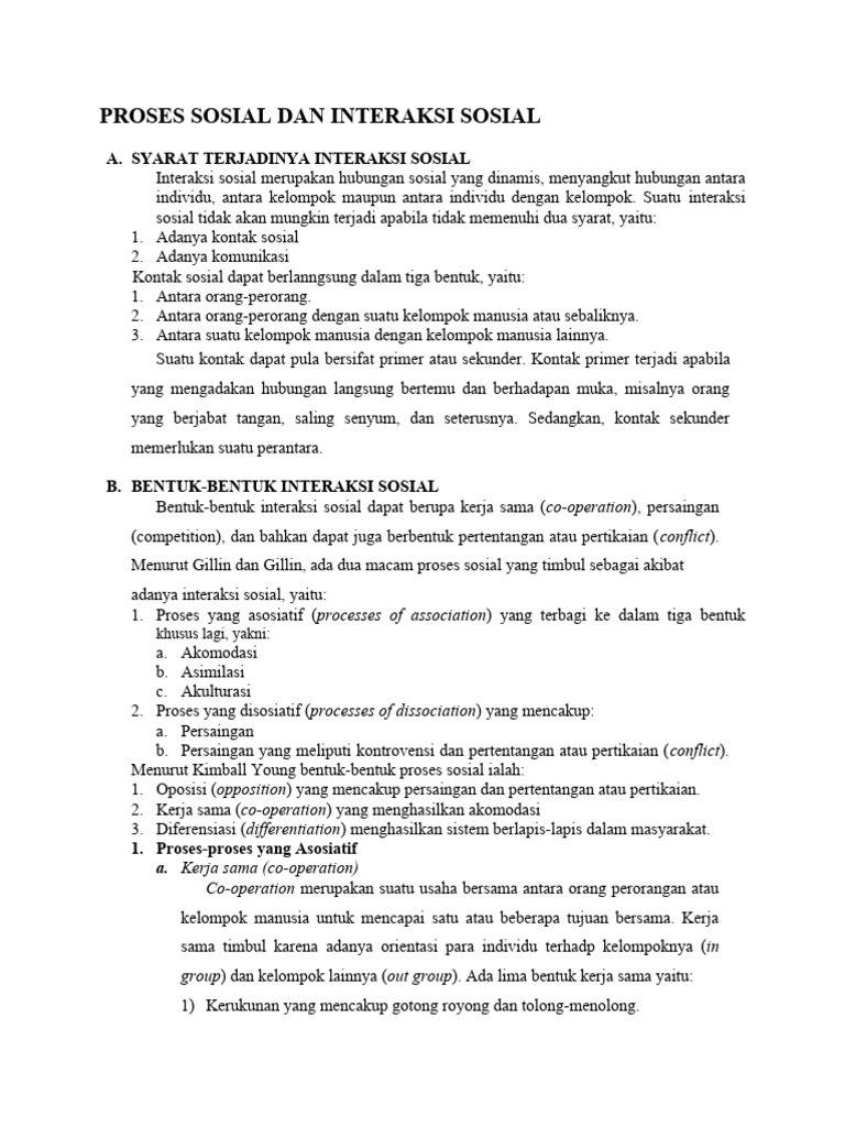 Proses Sosial Dan Interaksi Sosial | PDF