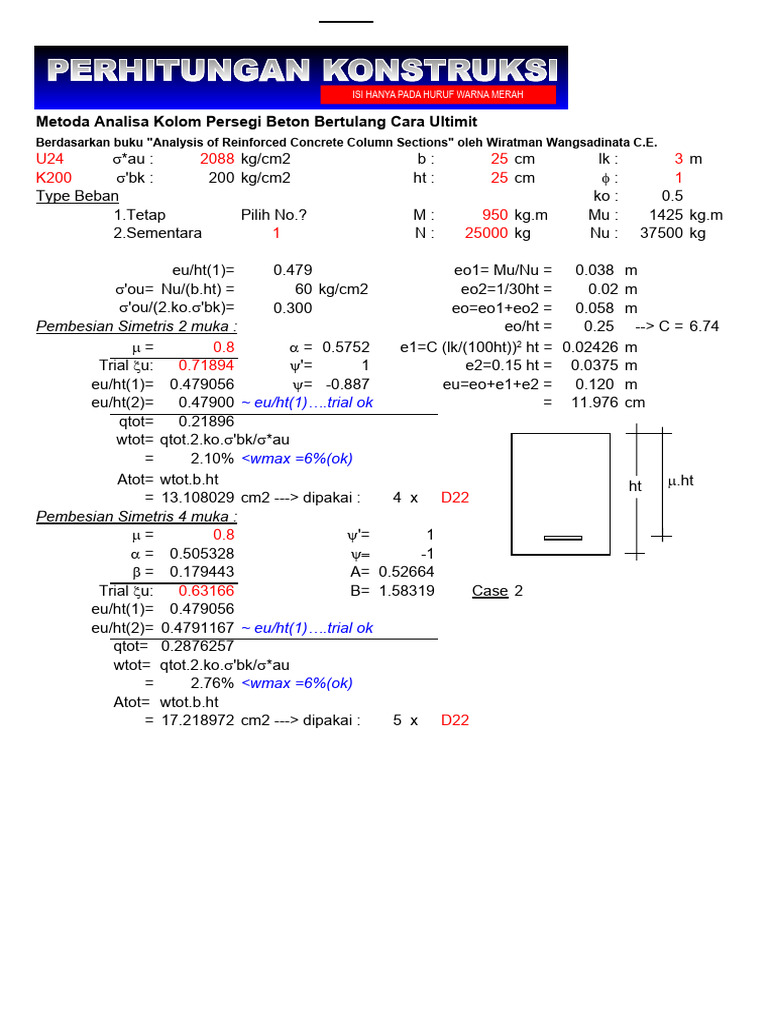 22. Pembesian Kolom Metoda Ultimate Strength Design | PDF | Structural ...