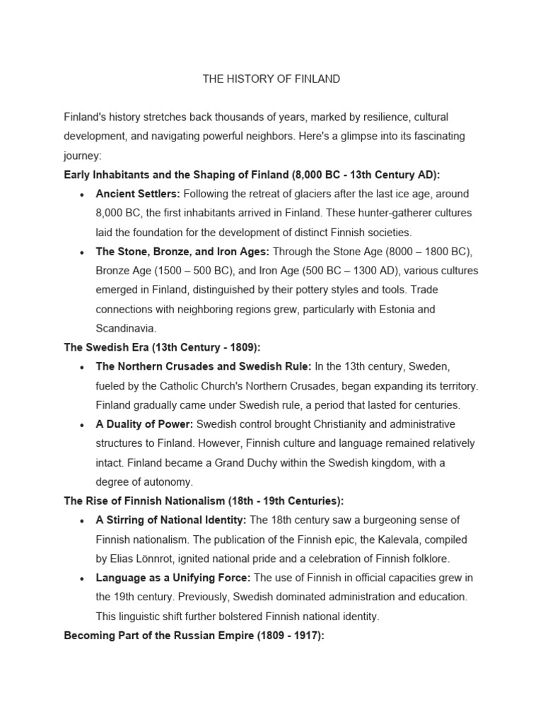 THE HISTORY OF FINLAND | Download Free PDF | Finland | Russian Empire