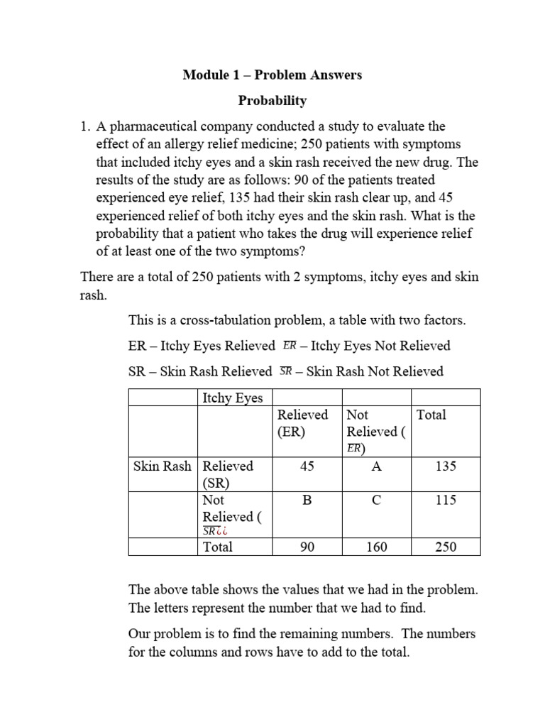 Problem Answers - Module 1 Probability | PDF | Probability | Health Care