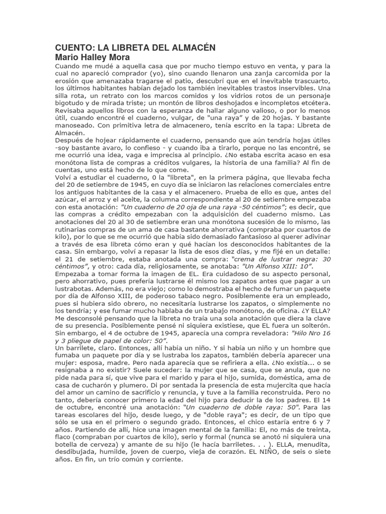 CUENTO Mario Halley Mora | PDF