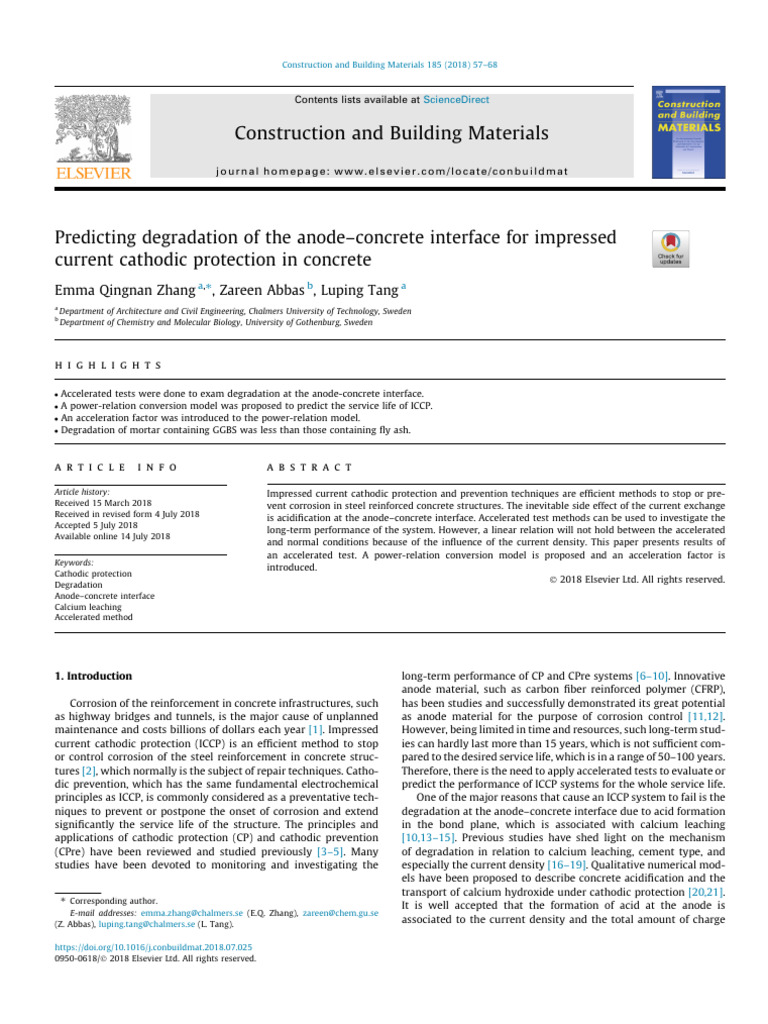 Predicting Degradation of the Anode–Concrete Interface for Impressed ...