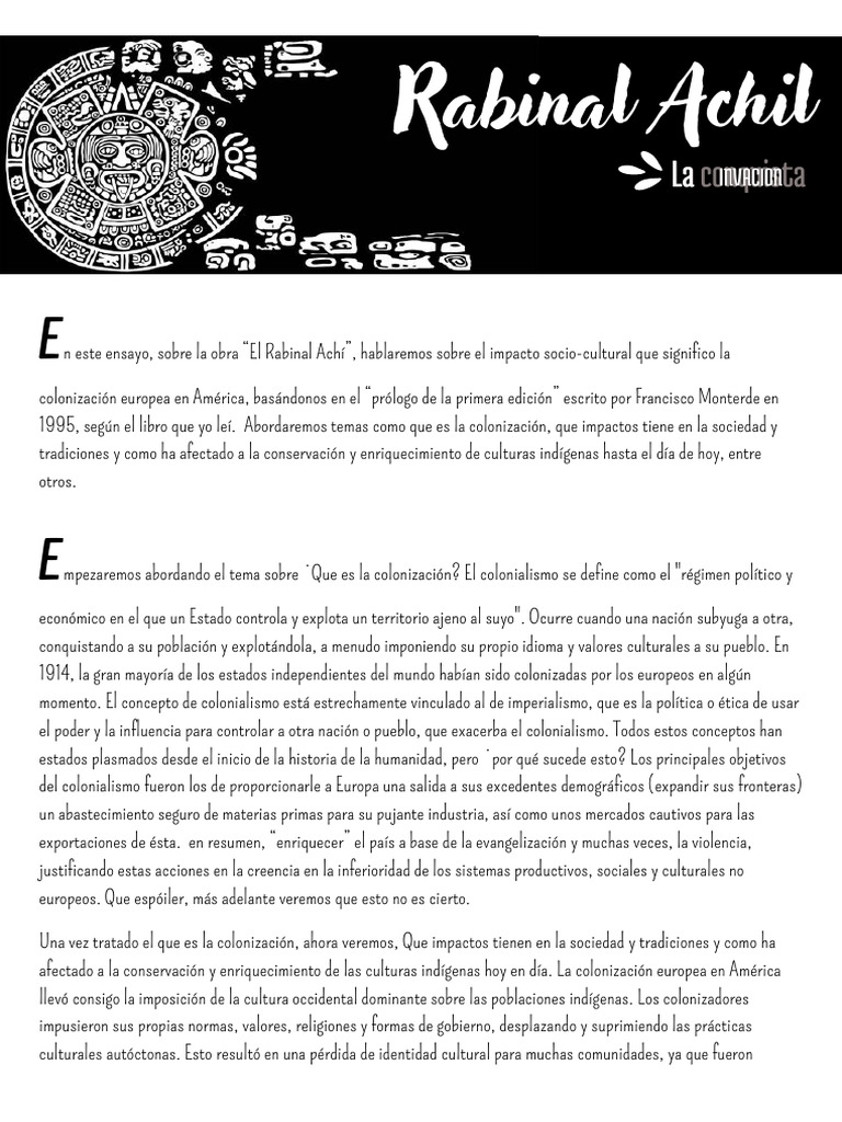 Rabinal Achi | PDF | Colonización europea de las Américas | Colonialismo