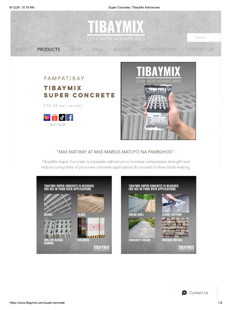 Super Concrete - TibayMix Admixtures | PDF | Concrete | Composite Material