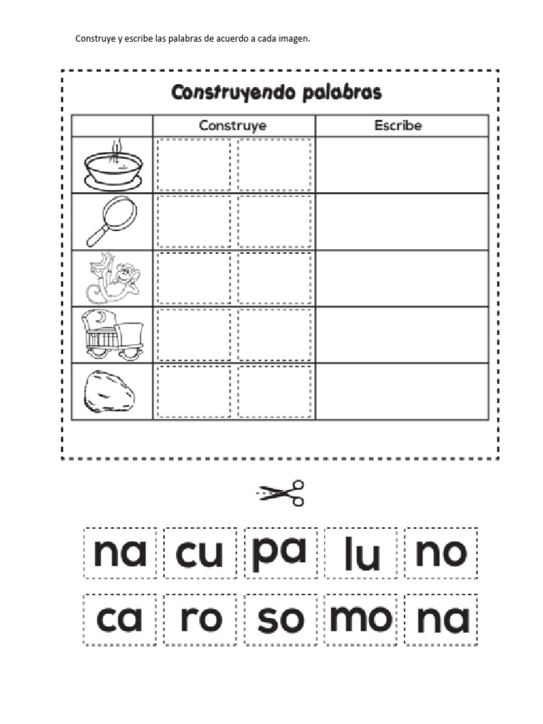 Construye y Escribe Las Palabras de Acuerdo A Cada Imagen | PDF