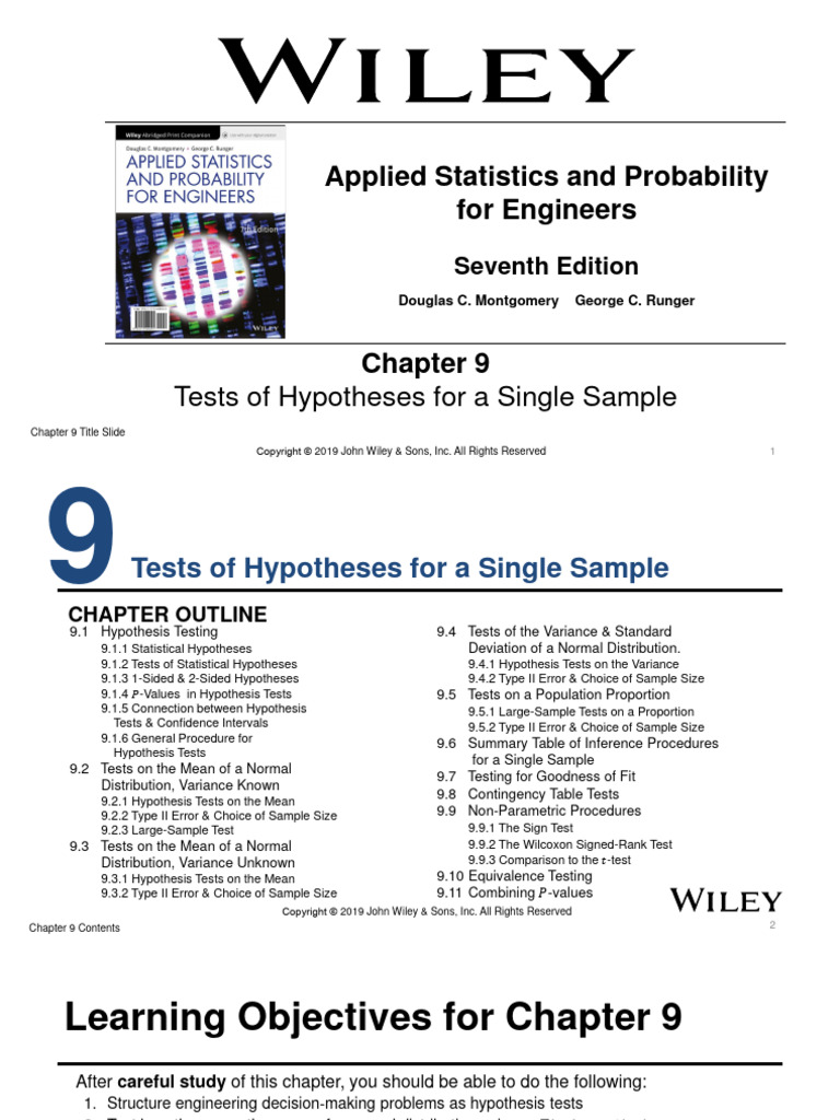 Ch09-Tests of Hypotheses for a Single Sample | PDF | Statistical ...