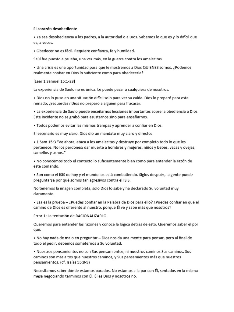 El corazón desobediente | PDF | Saulo | Oración