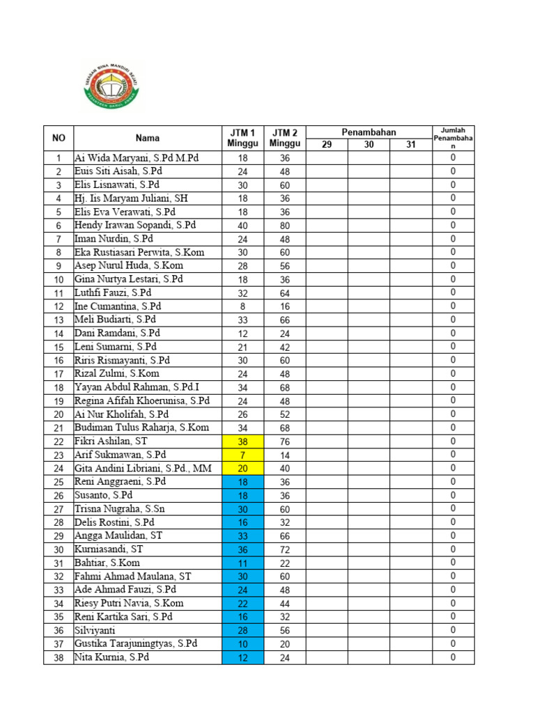 Rekap JML Jam 2023-2024 | PDF