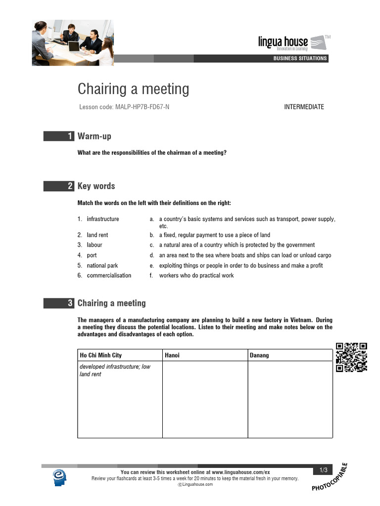 Chairing a meeting | PDF