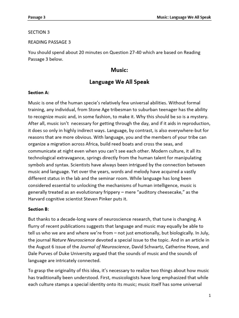 13 Passage 3 - Music Language We All Speak Q27-40 | PDF | Piano ...