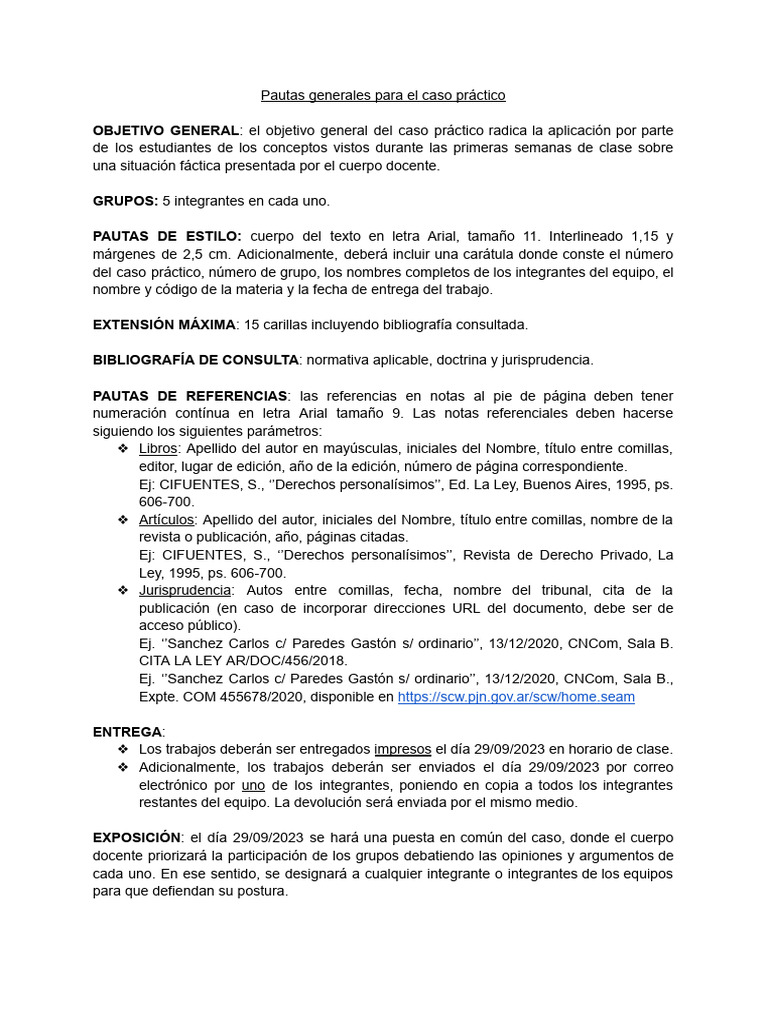Pautas generales para el trabajo prÃ¡ctico | PDF | Bibliografía | Justicia