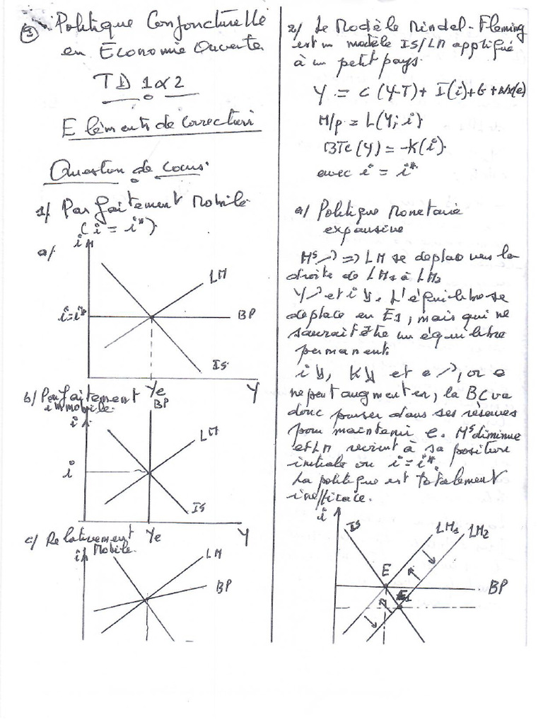 Eléments de Correction TD Politique Monétaire Et de Change 1 | PDF