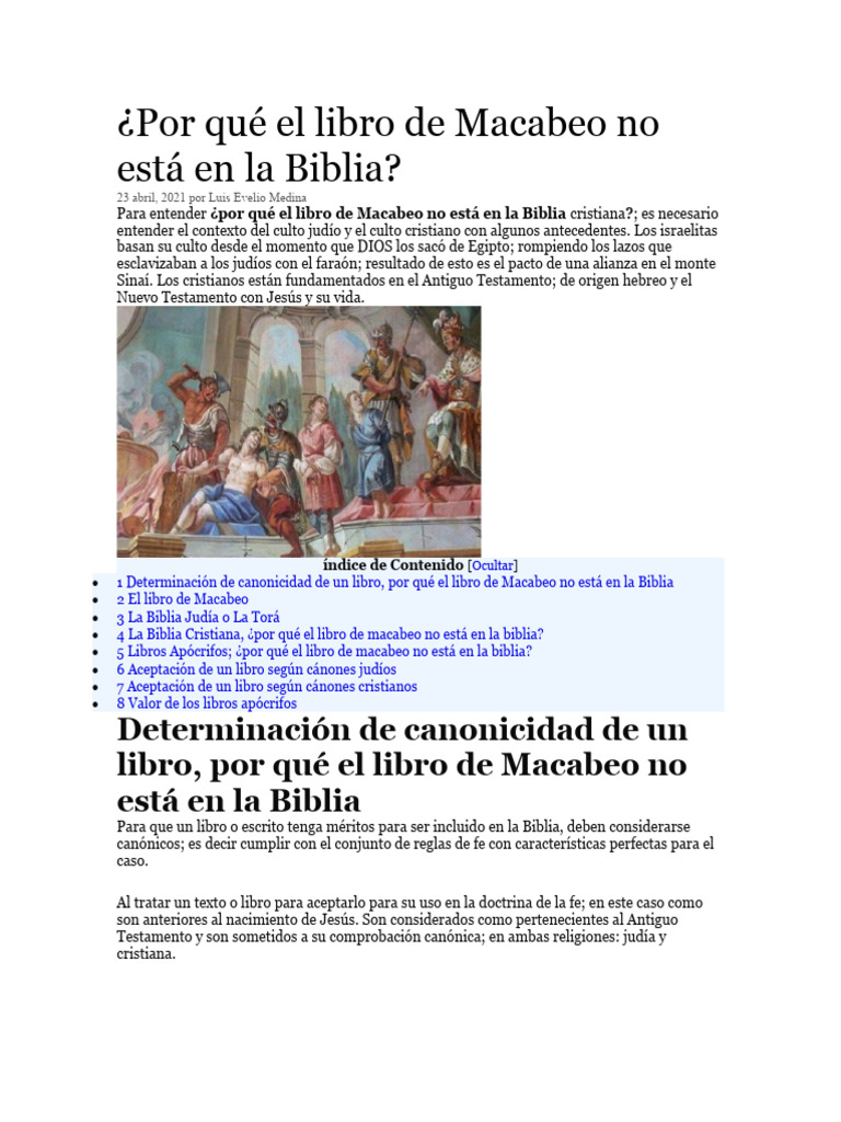 Por Qué El Libro de Macabeo No Está en La Biblia | PDF | Biblia | Tora