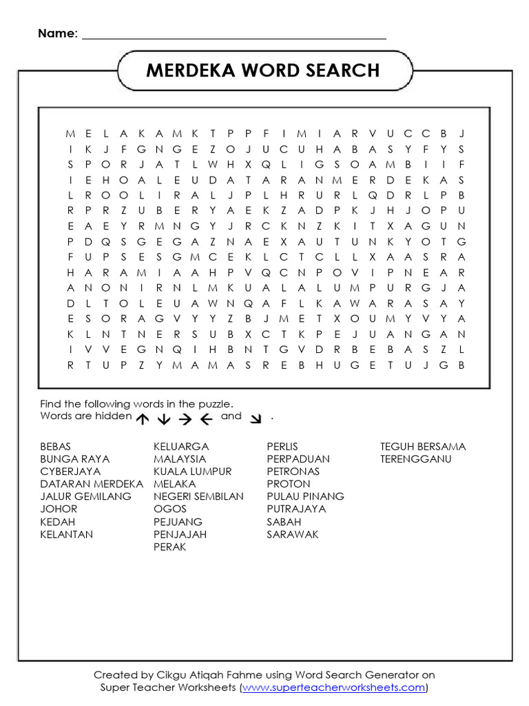 Merdeka Wordsearch | PDF | Malaysia