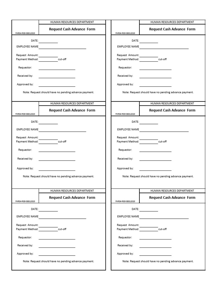 Cash Advance Form | Download Free PDF | Cash | Money