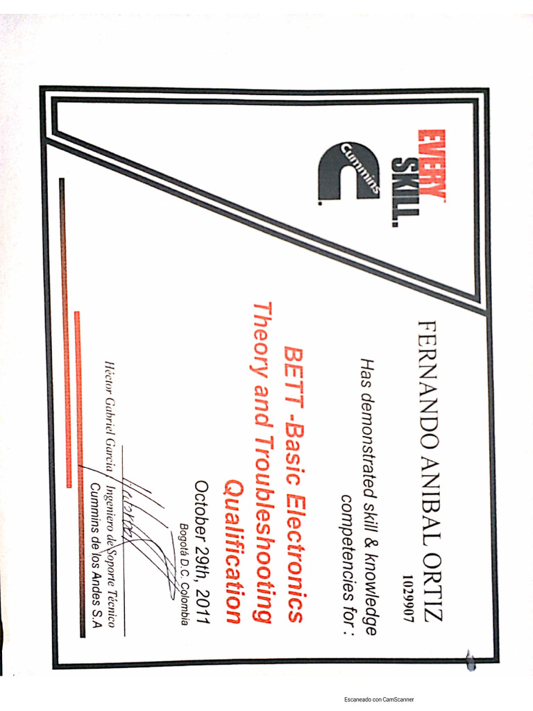 Certificado Cummins | PDF