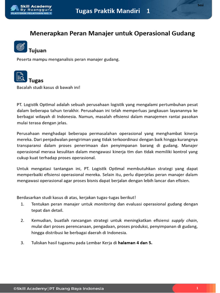 TPM 1 Peran Manajer Operasional Gudang - (MINARTI) | PDF