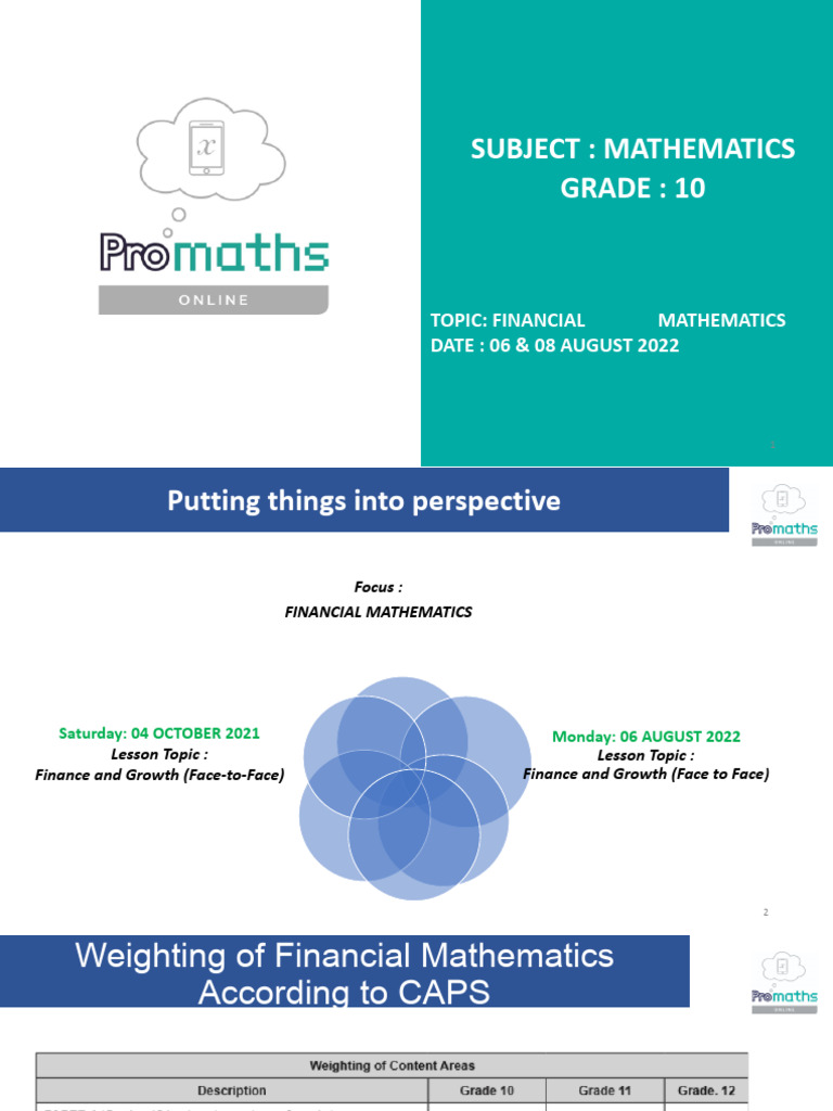 Grade 10 Financial Mathematics Guide | PDF | Present Value | Interest