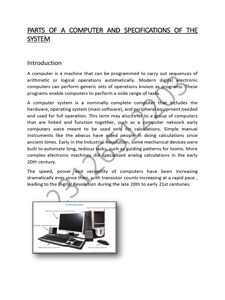 Parts of Computer | PDF | Random Access Memory | Computer Data Storage