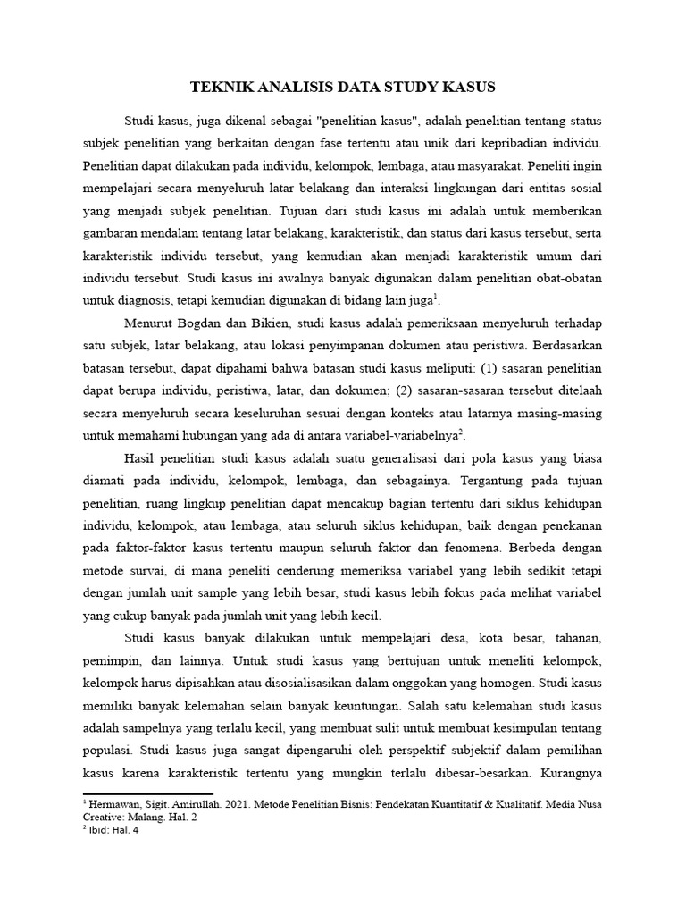 Teknik Analisis Data Study Kasus | PDF