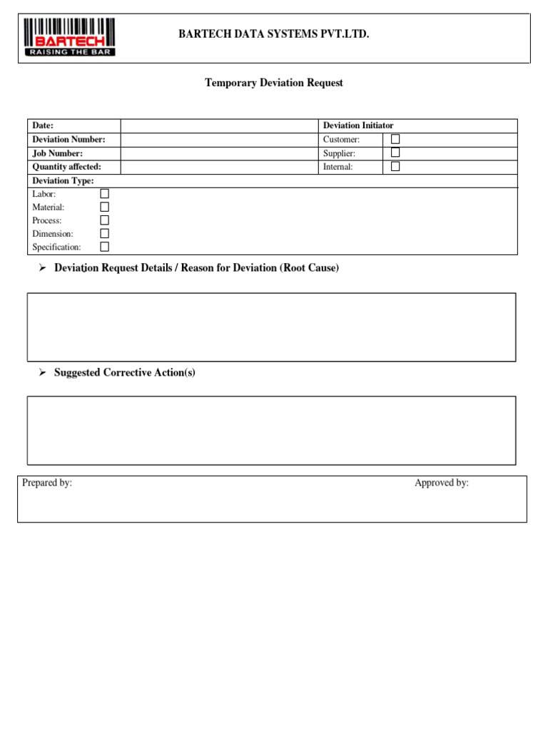Temporary-Deviation-Request Form | PDF