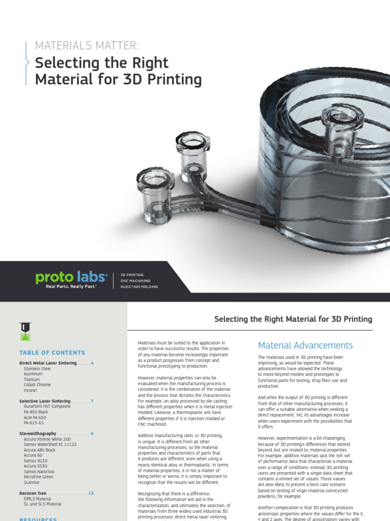 Selecting The Right Material For 3D Printing | PDF | 3 D Printing ...