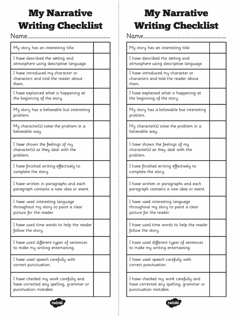 Narrative Writing Checklist | PDF