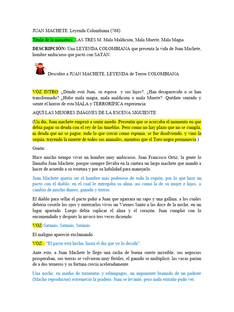 Juan Machete. Colombia | PDF | Diablo