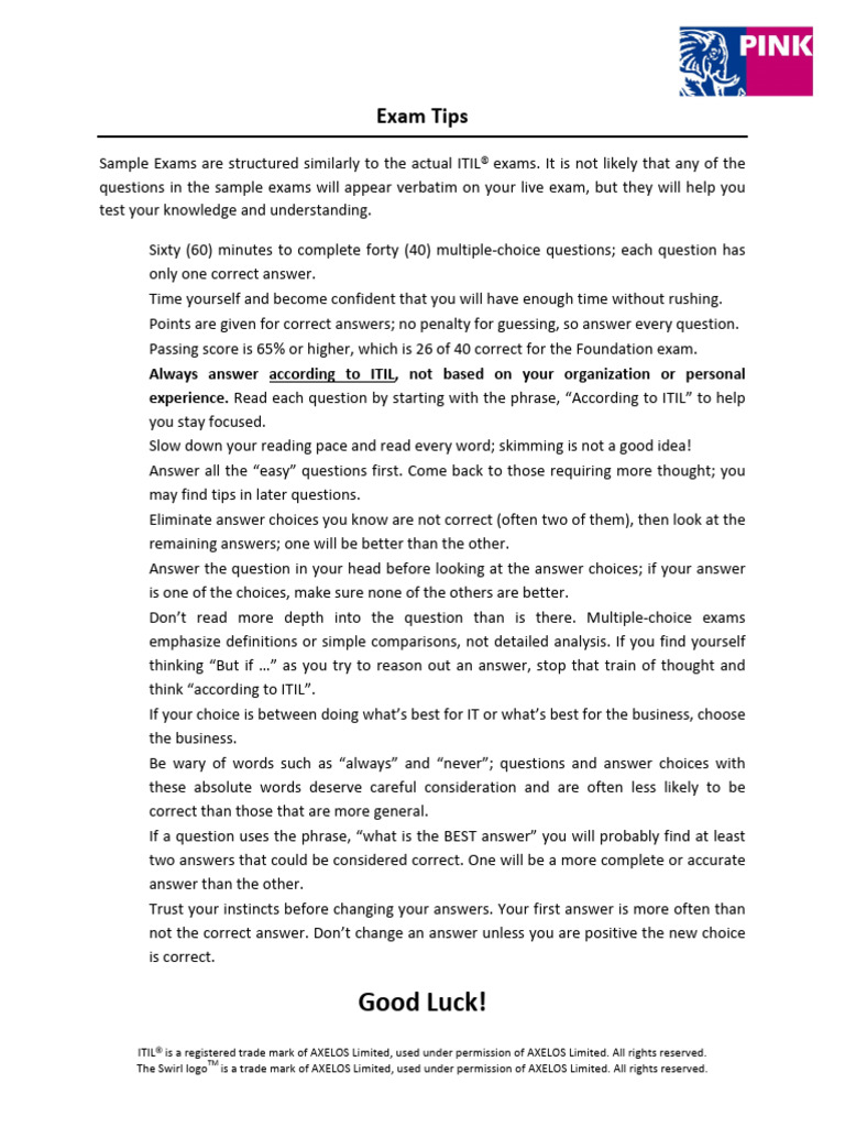 FDN - Exam Tips | PDF | Multiple Choice | Cognition