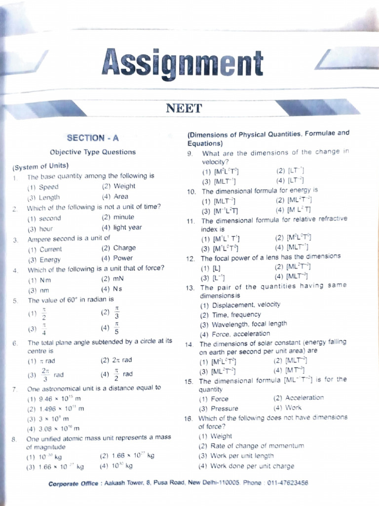 unit and measurement aakash module | Download Free PDF | Probability ...
