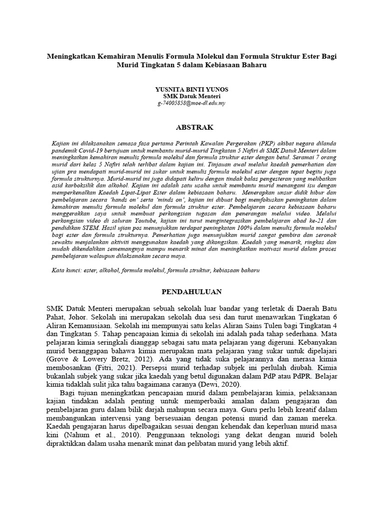 JURNAL KT Cikgu Yusnita BP, JOHOR | PDF