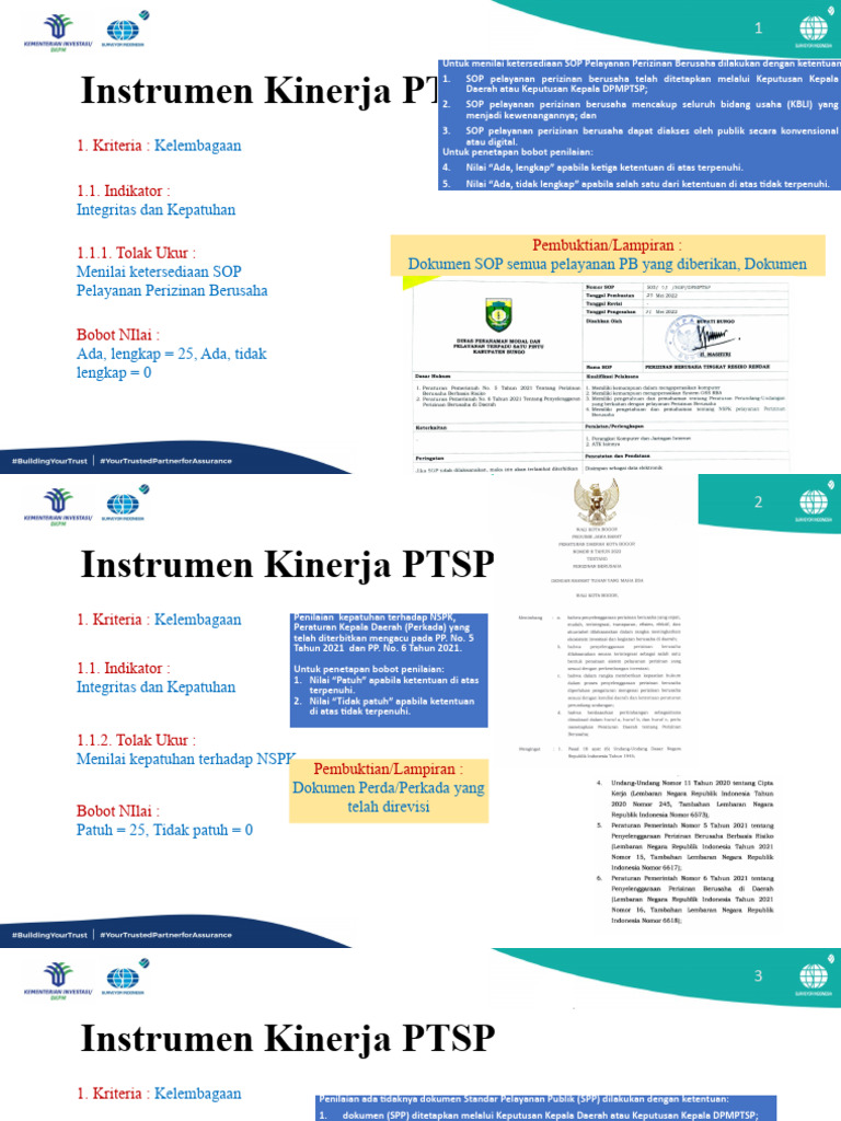 Penjelasan Instrumen Kinerja PTSP. Tahun 2024 - 5 Mei 2024 | PDF
