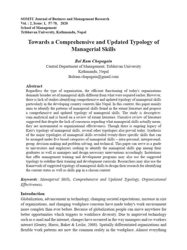 2020 - Updated Typology of Managerial Skills - SOMTU Journal | PDF ...