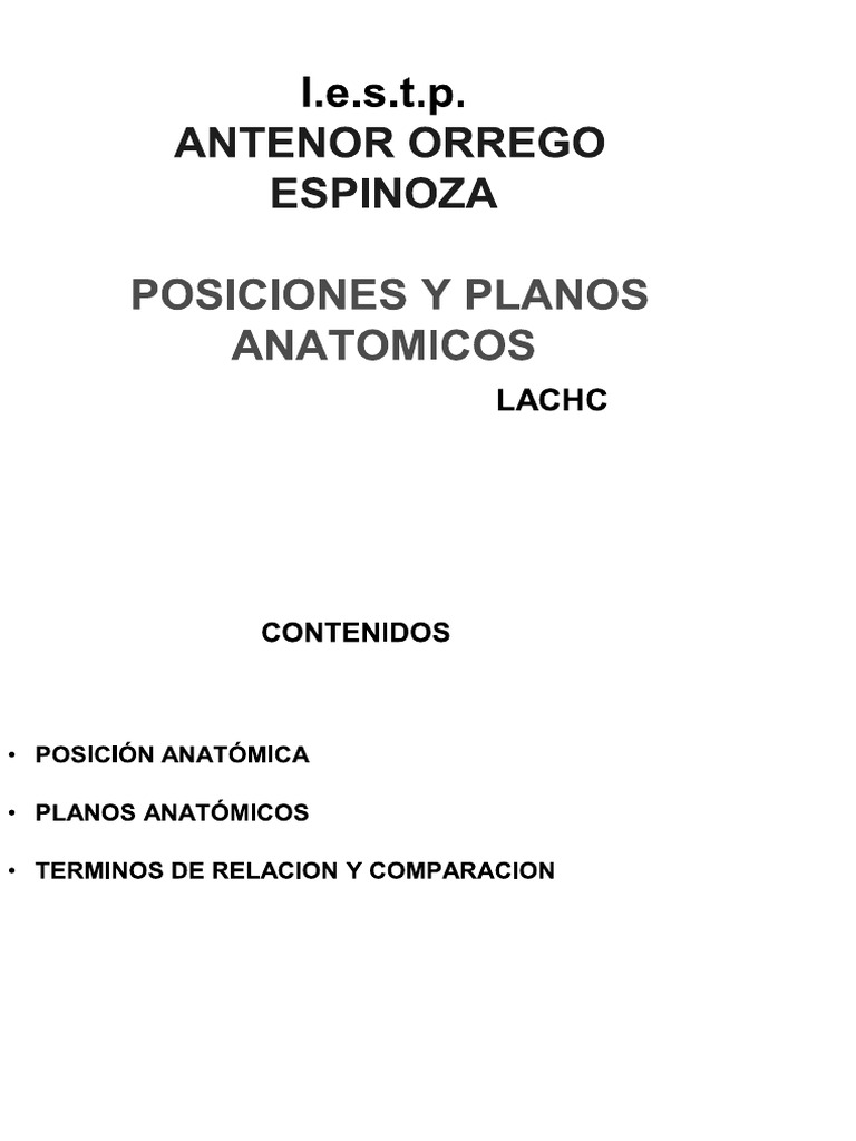 Posiciones y Planos Anatomicos | PDF