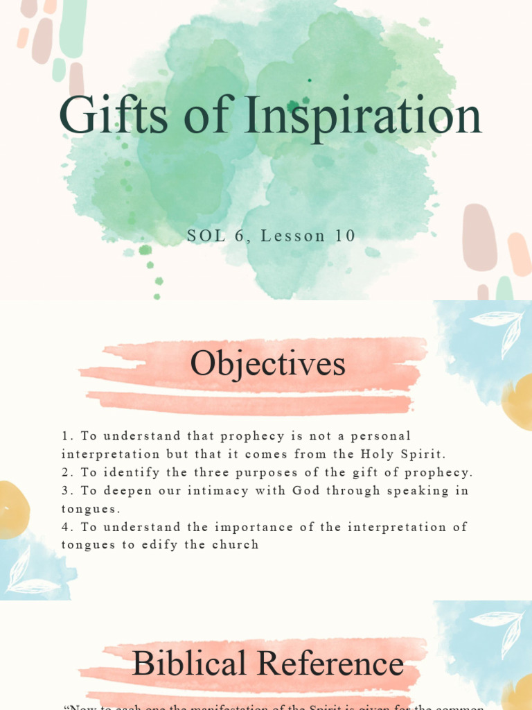 Lesson 10 Gifts of Inspiration | PDF | Prophecy | Spiritual Gift