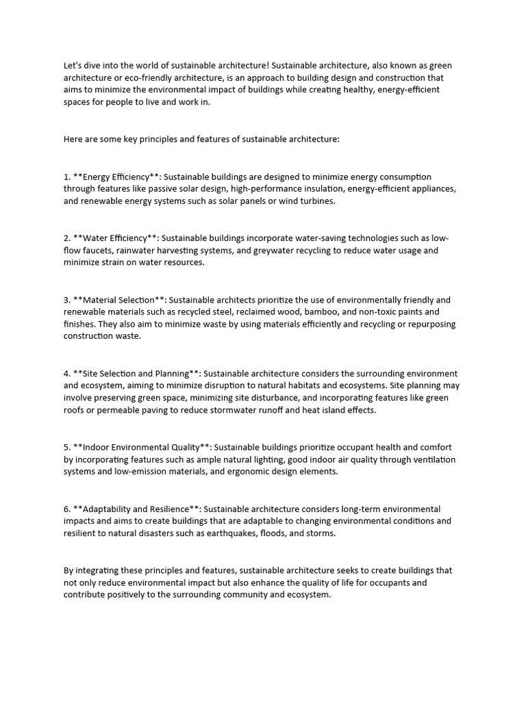 Principles of Sustainable Architecture | PDF