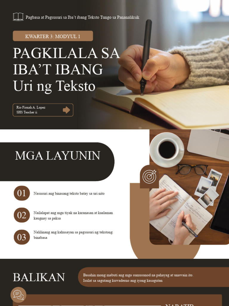 Pagbasa at Pagsusuri - Modyul 1 | PDF