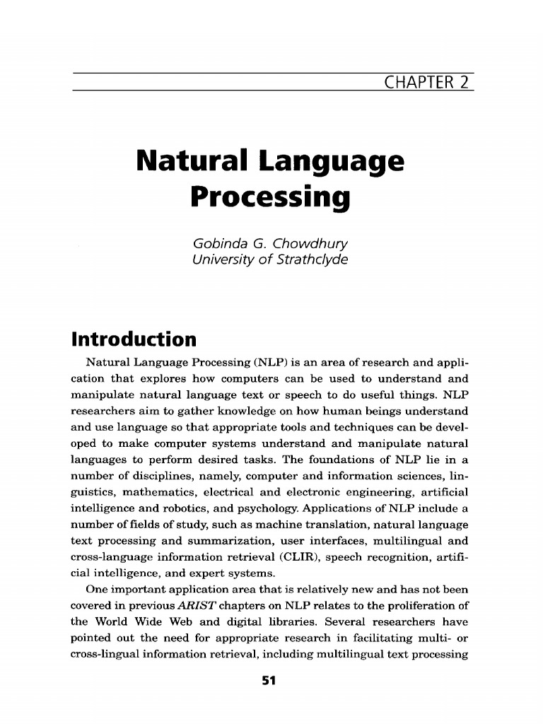 Annual Review Info Sci Tec - 2005 - Chowdhury - Natural Language Processing-1 | PDF ...