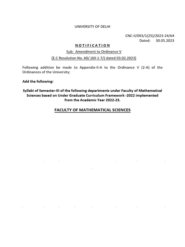 BSC Maths Sem3 Syllabus Delhi University | PDF | Group (Mathematics ...