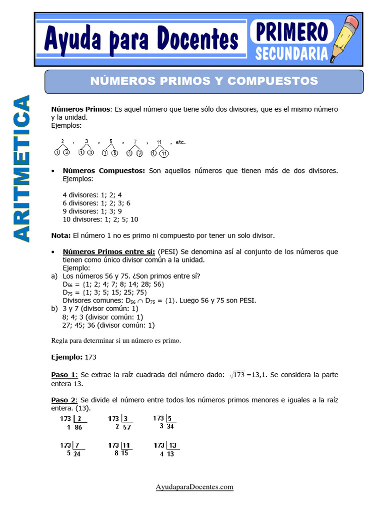 Numeros-Primos-y-Compuestos-Para-Primero-de-Secundaria | Descargar ...