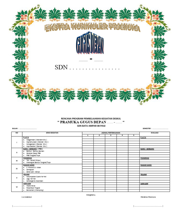 Program Ekskul Pramuka SDN Batu Ampar 08 | PDF