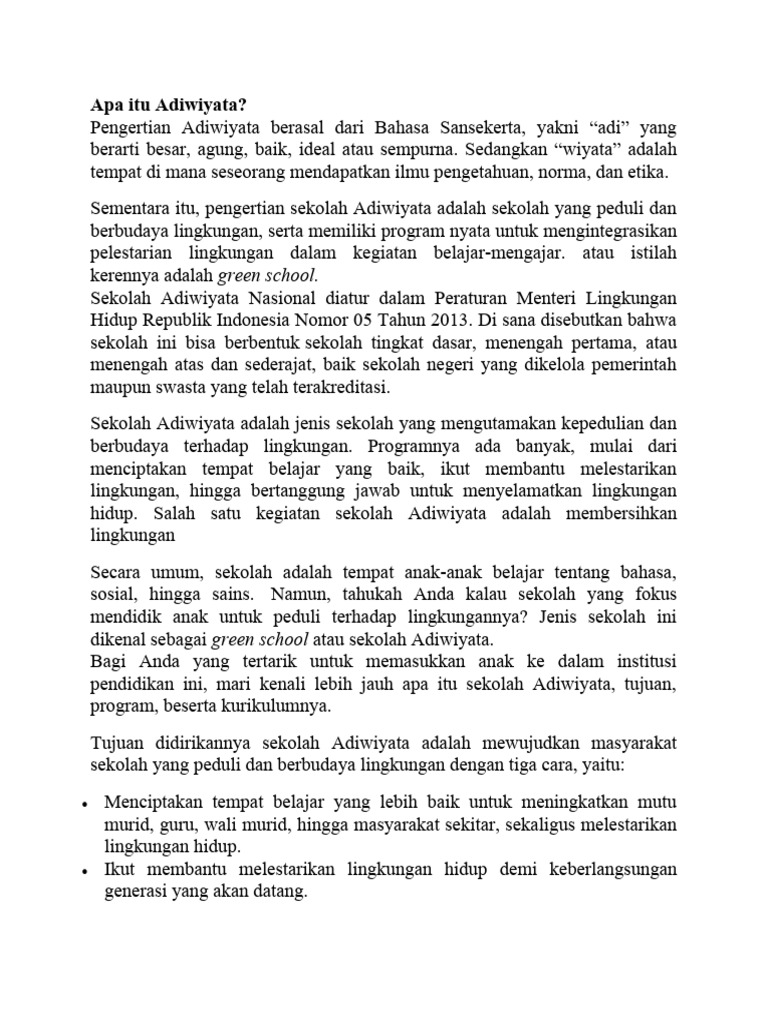 Sekolah Adiwiyata | PDF