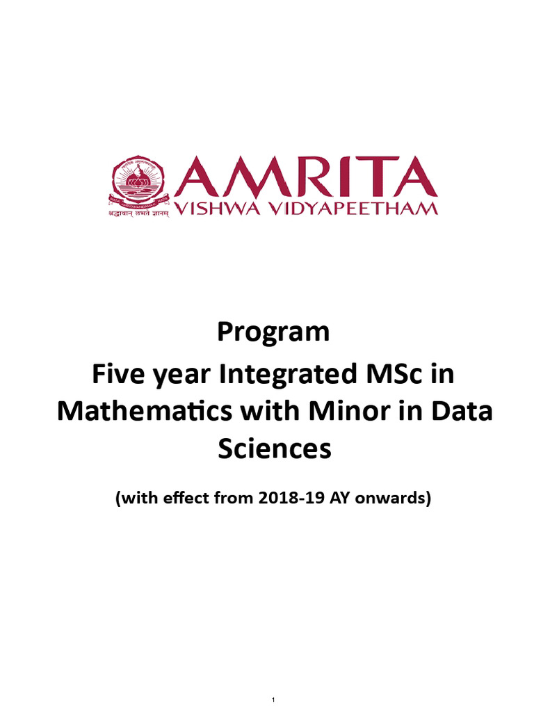 Integrated MSC Mathematics With Minor Data Science | Download Free PDF | Mathematics | Data Science