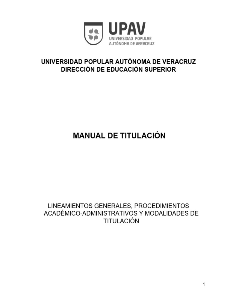 Manual de Titulacion UPAV | PDF | Titulo academico | Ensayos