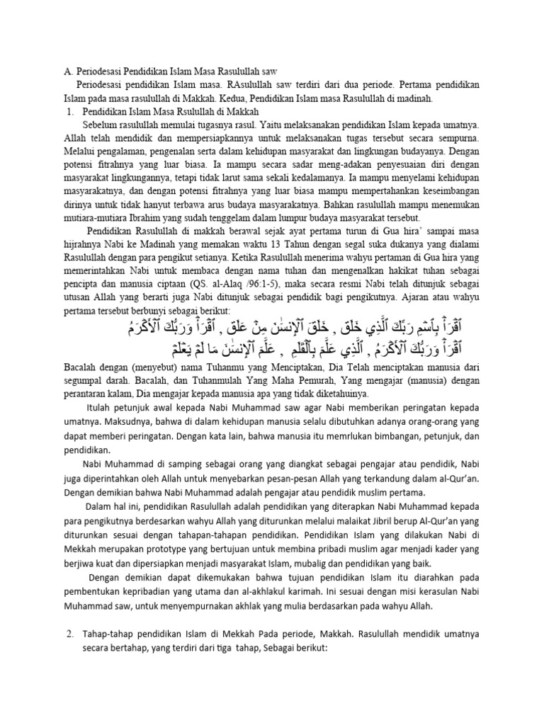 Periodesasi Pendidikan Islam Masa Rasulullah Saw 3 | PDF