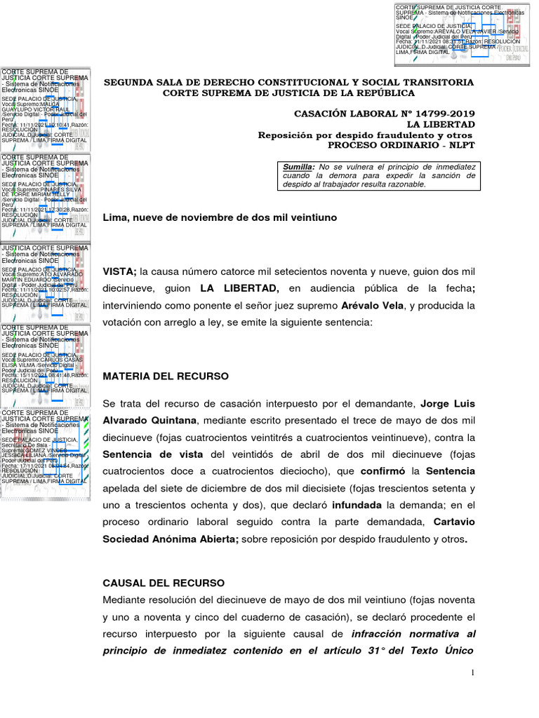 Sentencia Laboral | PDF | Judicaturas | Derecho laboral