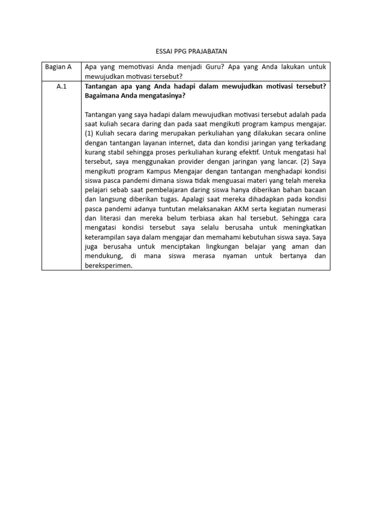 Jawaban Essai PPG Prajab | PDF