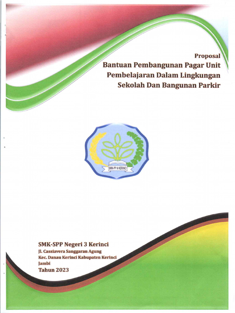 Proposal Bantuan Pembangunan Pagar SMK SPP Negeri 3 Kerinci | PDF